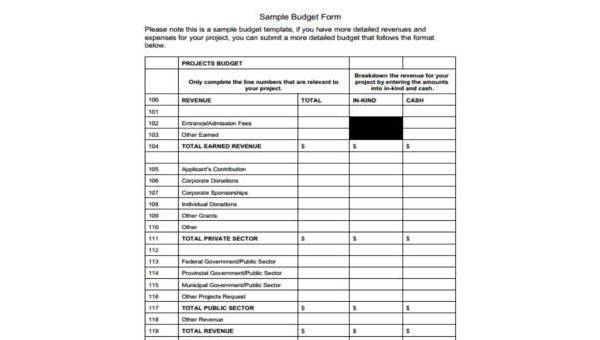 Sample Budget Format Classles Democracy