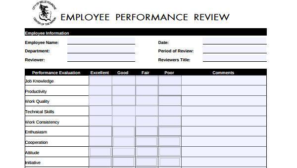 FREE 10 Employee Performance Evaluation Forms In PDF MS Word Excel