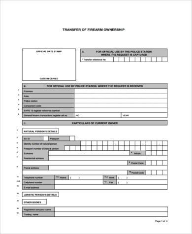 FREE 12+ Gun Ownership Transfer Form Samples, PDF, MS Word, Google Docs