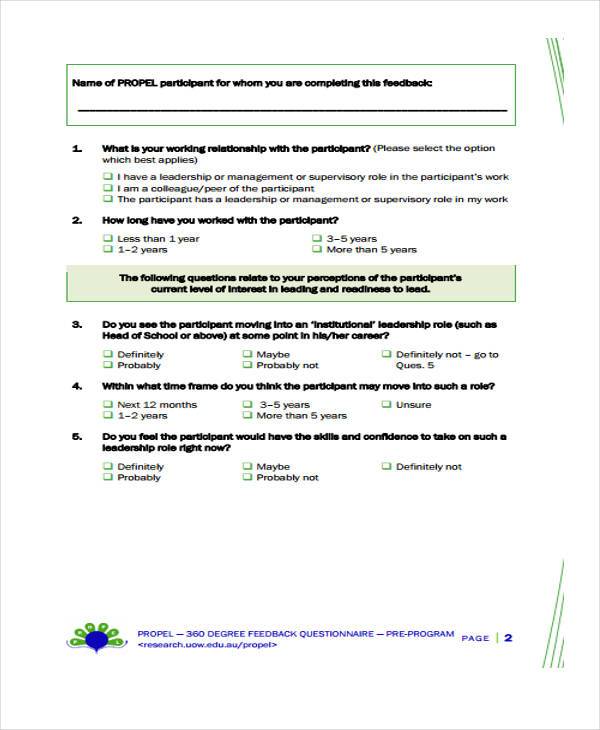 FREE 15+ Form for 360 Degree Feedback Samples, PDF, MS Word, Google ...