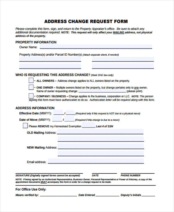 FREE 34+ Change Form Templates in PDF | MS Word | Excel