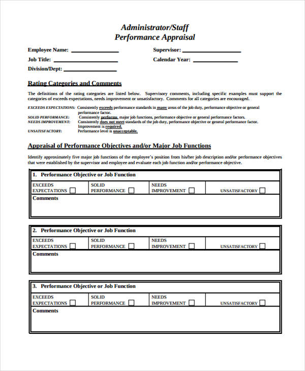 FREE 23+ Staff Appraisal Forms in PDF | MS Word | Excel