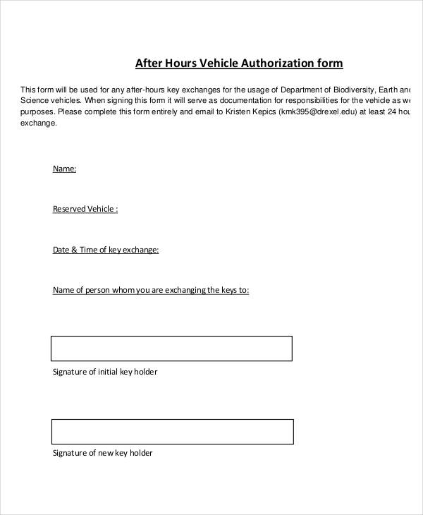 FREE 20+ Vehicle Authorization Form Samples, PDF, MS Word, Google Docs