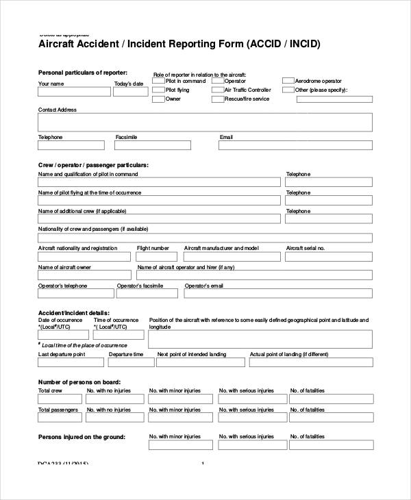 FREE 37+ Incident Report Forms in PDF | MS Word | Excel
