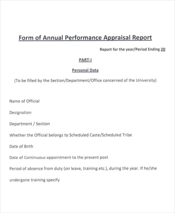 FREE 7 Annual Performance Appraisal Forms In PDF MS Word