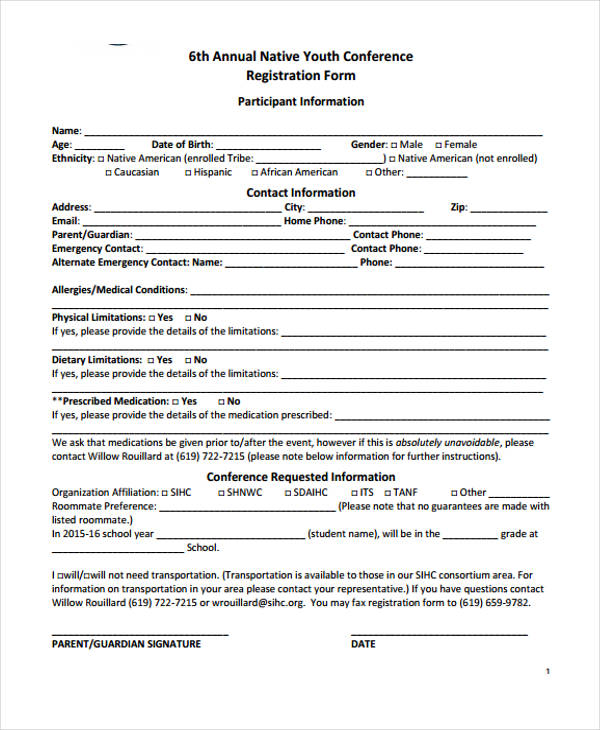 FREE 24+ Conference Registration Forms in PDF | Excel | MS Word