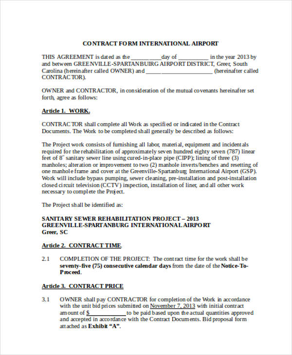 FREE 39+ Contract Form Samples, PDF, MS Word, Google Docs