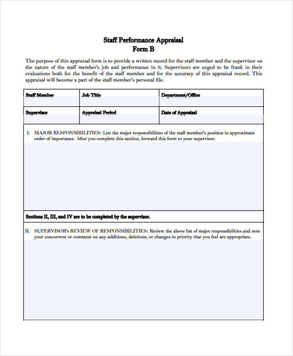 FREE 23+ Staff Appraisal Forms in PDF | MS Word | Excel