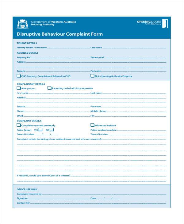 FREE 46+ Complaint Form Samples, PDF, MS Word, Google Docs, Excel