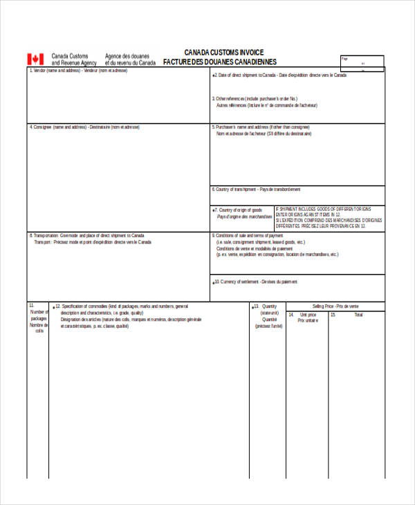 Us Customs Invoice Form Invoice Template Ideas Vrogue