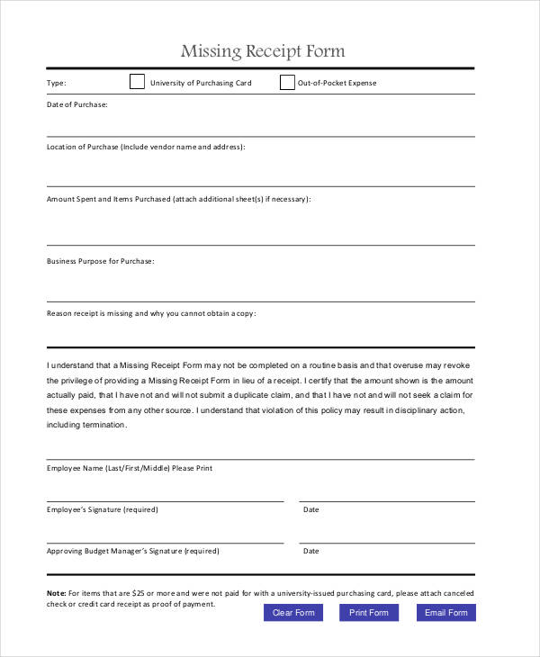 FREE 41+ Receipt Form Samples, PDF, MS Word, Google Docs, Excel