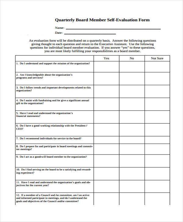 FREE 31+ Self-Evaluation Forms in PDF | MS Word | Excel