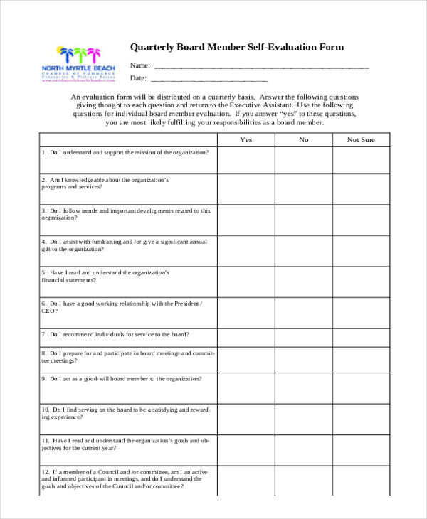 Printable Self Evaluation Forms Printable Forms Free Online