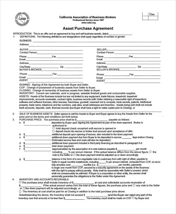 FREE 11+ Asset Purchase Agreement Forms in PDF | MS Word