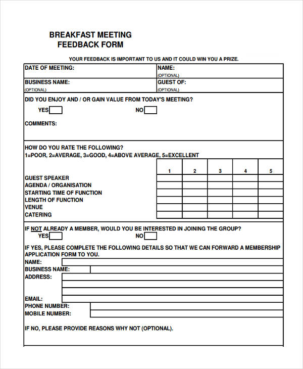 FREE 13+ Business Feedback Forms in PDF | MS Word