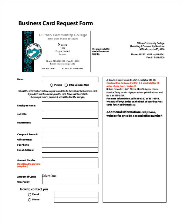 FREE 12 Sample Business Request Forms In PDF MS Word Excel