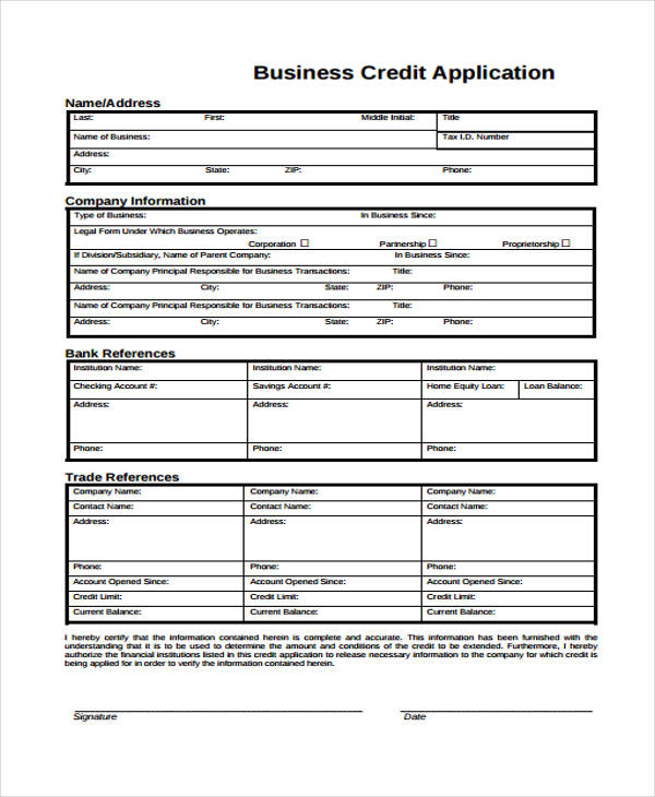 FREE 17 Credit Application Forms In PDF Excel MS Word