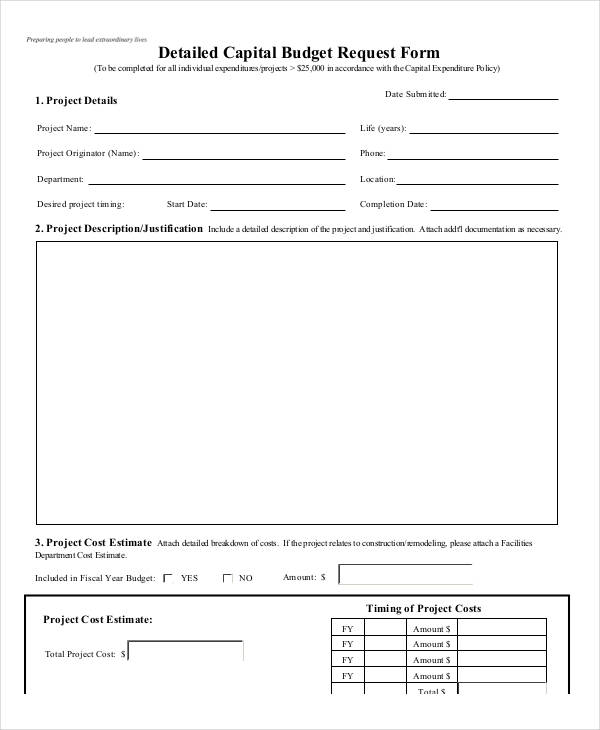 FREE 11 Sample Budget Request Forms In PDF Excel MS Word