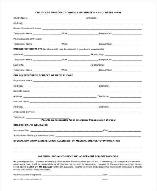 FREE 38+ Emergency Contact Form Samples, PDF, MS Word, Google Docs, Excel