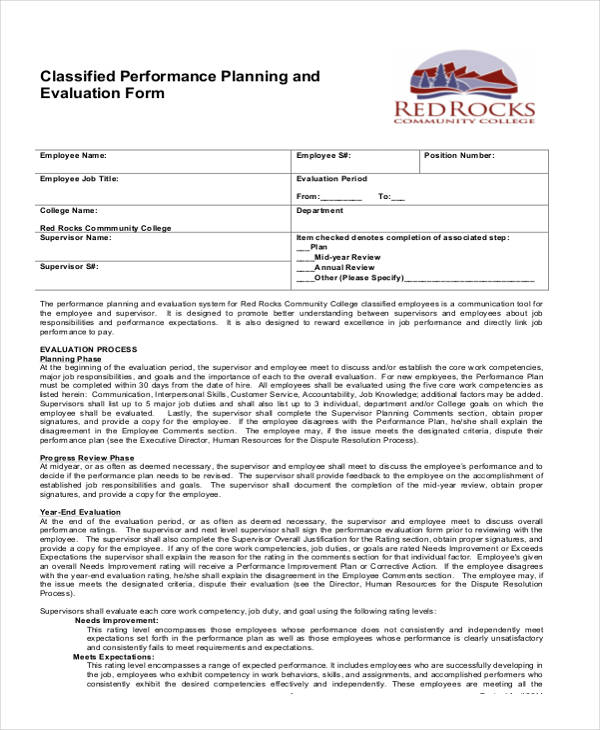 FREE 41+ Employee Evaluation Form Samples, PDF, MS Word, Google Docs, Excel