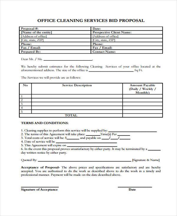 Sample Bid Proposal For Cleaning Service Classles Democracy
