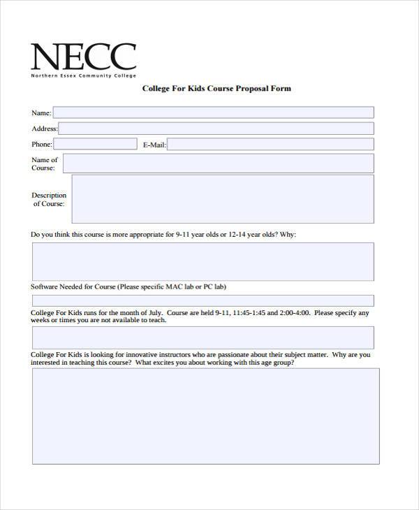FREE 9+ Course Proposal Forms in PDF