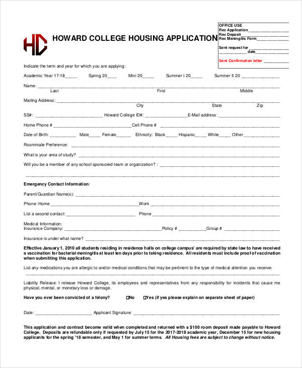 FREE 15+ College Application Form Samples, PDF, MS Word, Google Docs