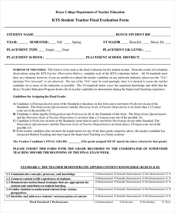FREE 20+ Sample Teacher Evaluation Forms in PDF | MS Word