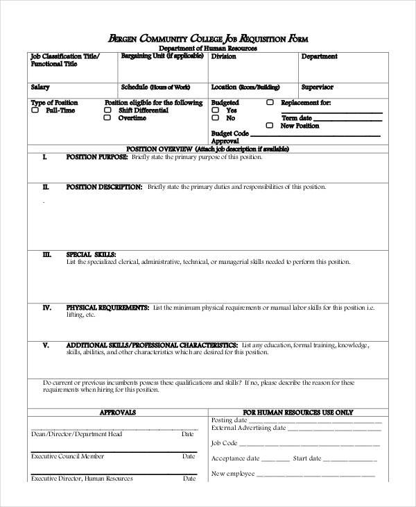 FREE 17+ Job Requisition Form Samples, PDF, MS Word, Google Docs