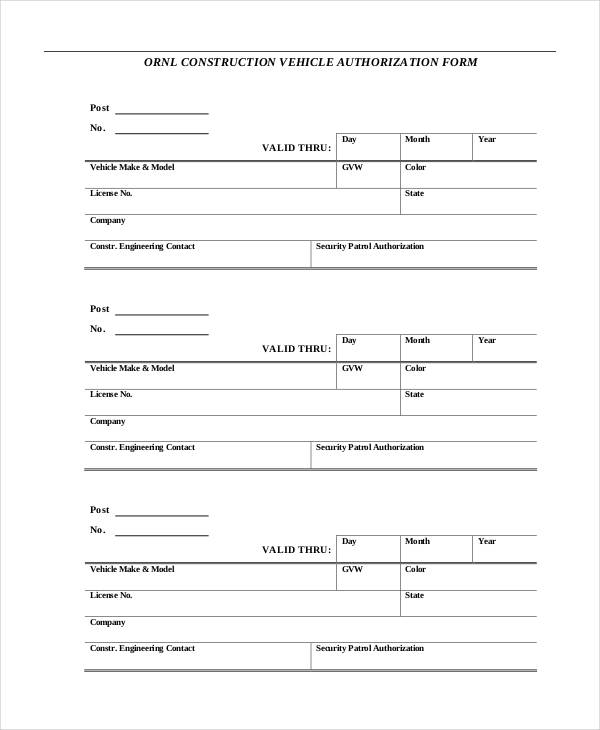 FREE 20+ Vehicle Authorization Form Samples, PDF, MS Word, Google Docs