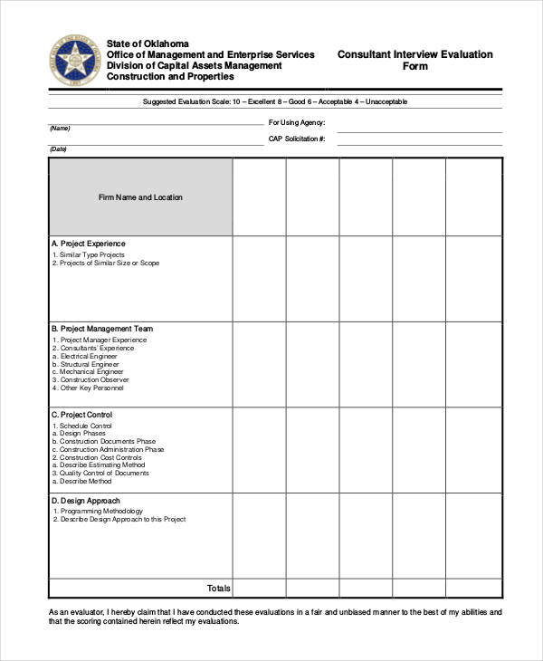 FREE 31+ Interview Evaluation Form Samples, PDF, MS Word, Google Docs ...