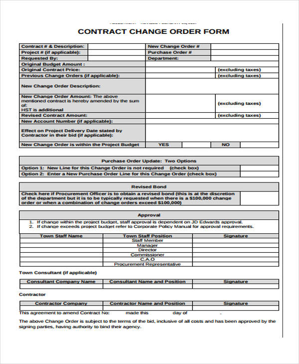 FREE 34+ Change Form Templates in PDF | MS Word | Excel
