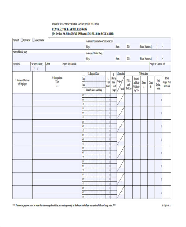 FREE 42+ Sample Payroll Forms in PDF | Excel | MS Word