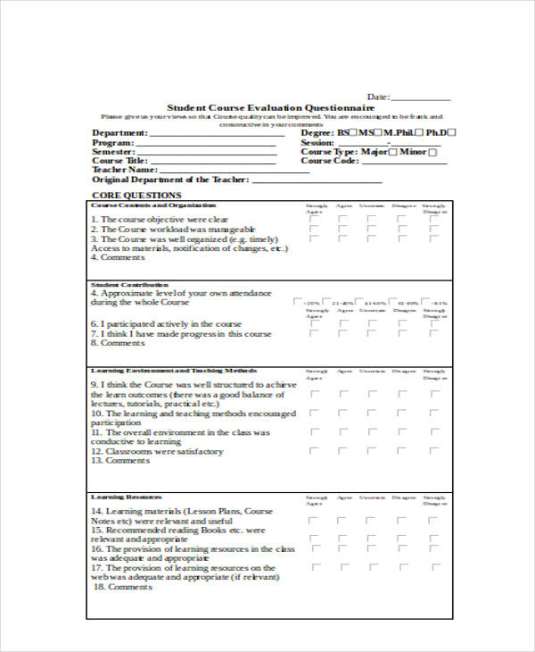 FREE 23+ Student Feedback Form Samples, PDF, MS Word, Google Docs