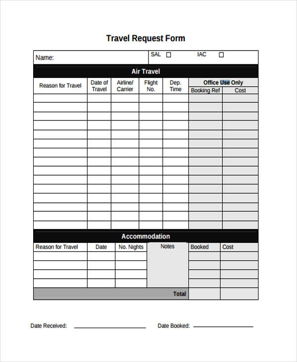 FREE 35+ Travel Form Samples, PDF, MS Word, Google Docs, Excel