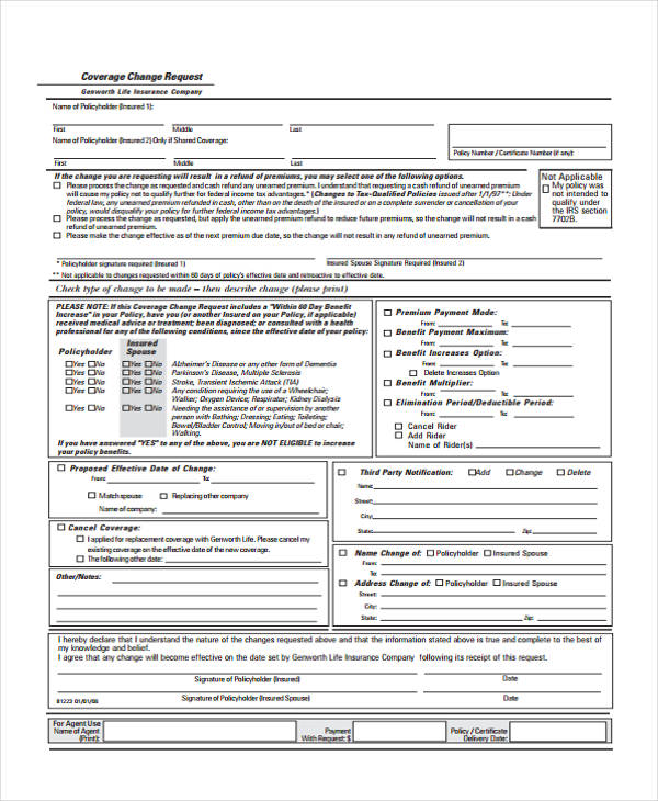 FREE 34+ Change Form Templates in PDF | MS Word | Excel