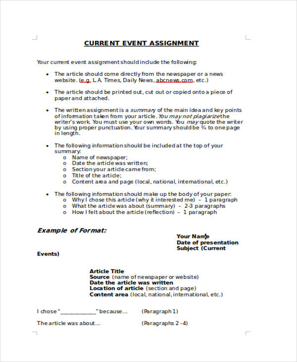  Current Event Paper How To Write A Current Event Paper Essay 2019 02 22