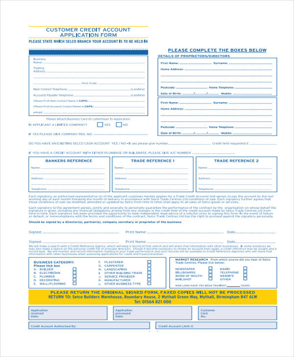 FREE 17+ Credit Application Forms in PDF | Excel | MS Word