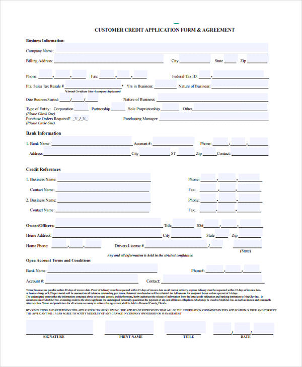 FREE 17+ Credit Application Forms in PDF | Excel | MS Word