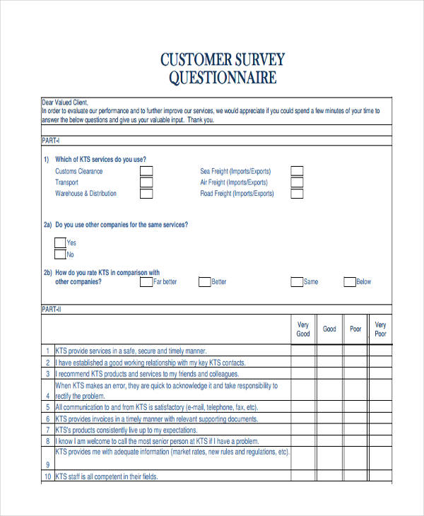 FREE 40+ Examples of Survey Forms in PDF | Excel | MS Word
