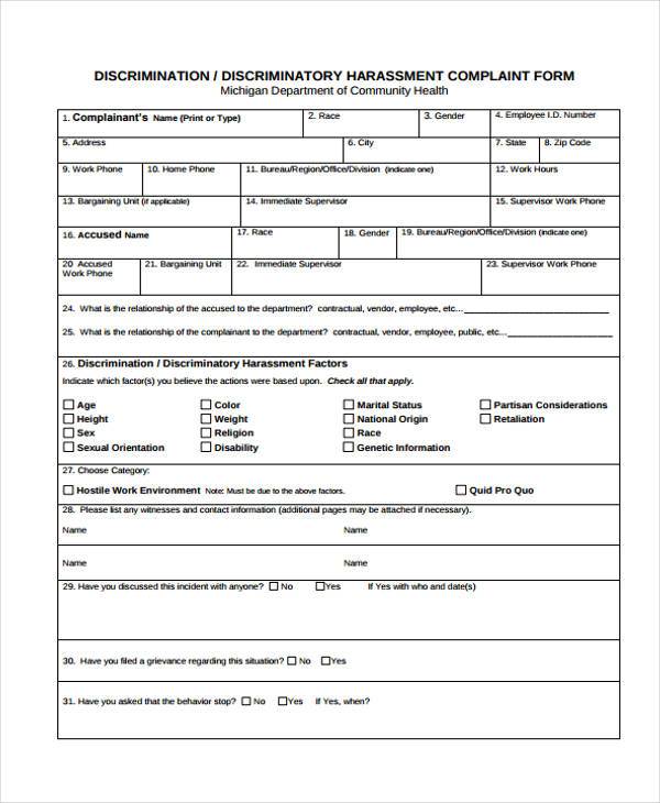 FREE 46+ Complaint Form Samples, PDF, MS Word, Google Docs, Excel