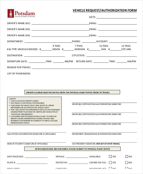FREE 20+ Vehicle Authorization Form Samples, PDF, MS Word, Google Docs