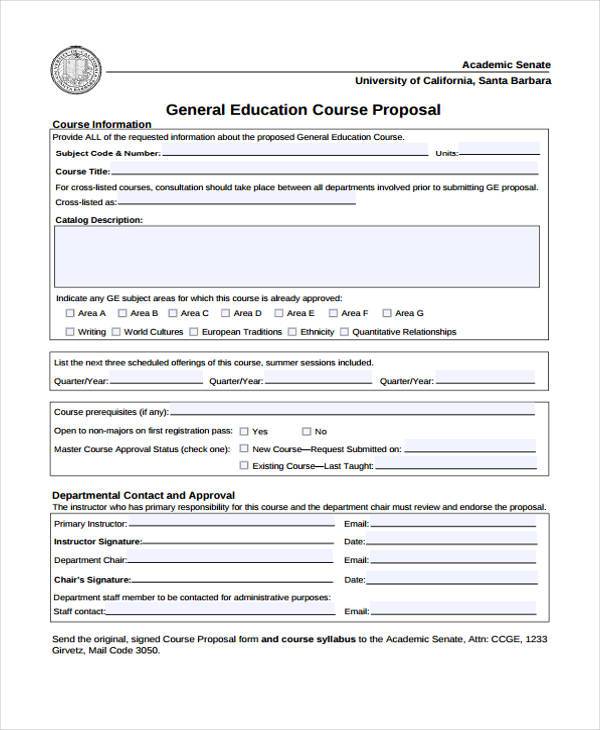 FREE 9+ Course Proposal Forms in PDF