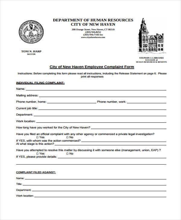 FREE 46+ Complaint Form Samples, PDF, MS Word, Google Docs, Excel