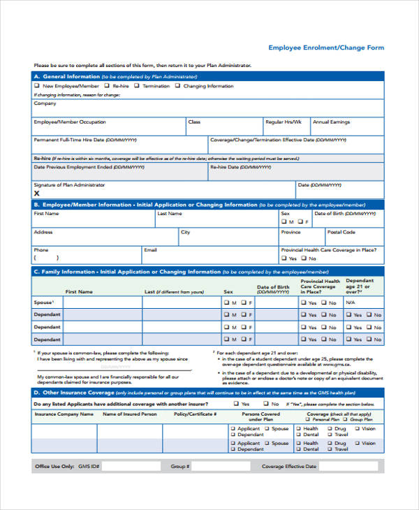 FREE 34+ Change Form Templates in PDF | MS Word | Excel