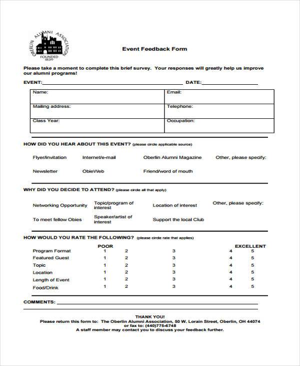 FREE 51+ Feedback Forms in PDF | MS Word | Excel