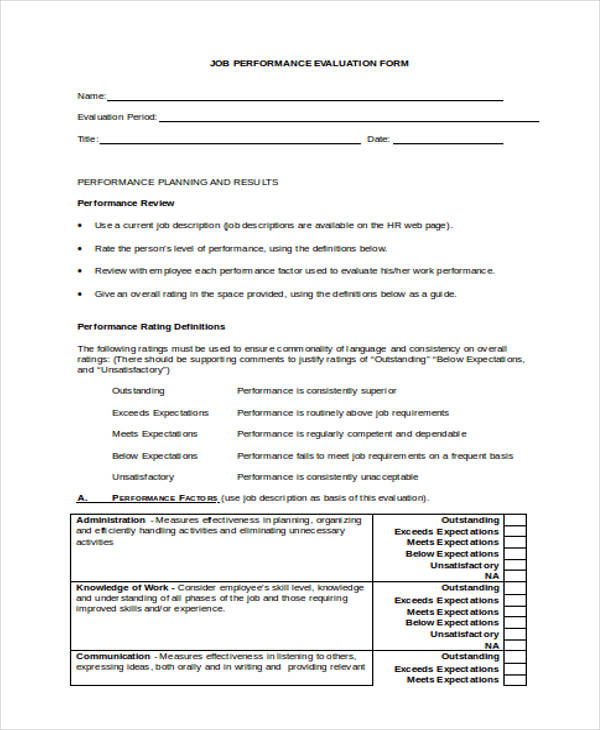 FREE 41+ Employee Evaluation Form Samples, PDF, MS Word, Google Docs, Excel