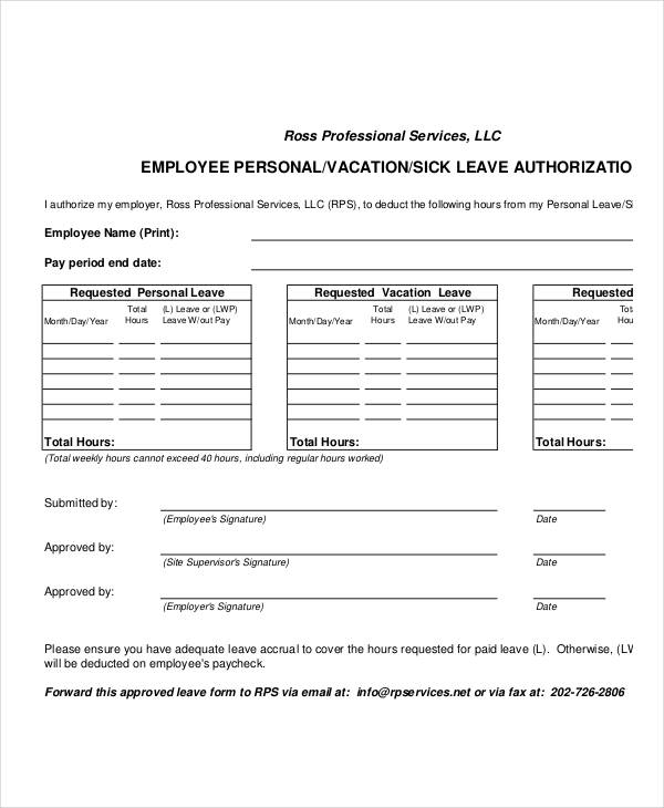 FREE 14+ Sample Leave Authorization Forms in PDF | MS Word