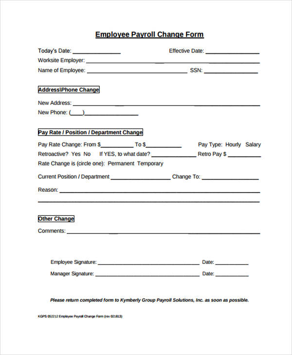 FREE 34+ Change Form Templates in PDF | MS Word | Excel