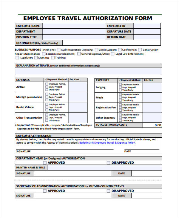 FREE 35+ Travel Form Samples, PDF, MS Word, Google Docs, Excel